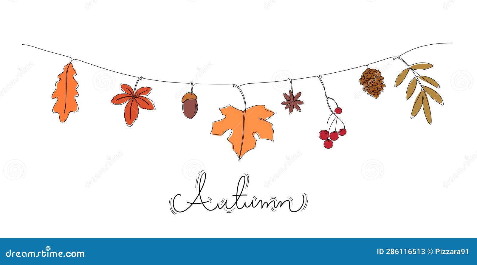 Continuous Line Drawing Colored of Autumn Leaves Wall Decorated Hanging ...