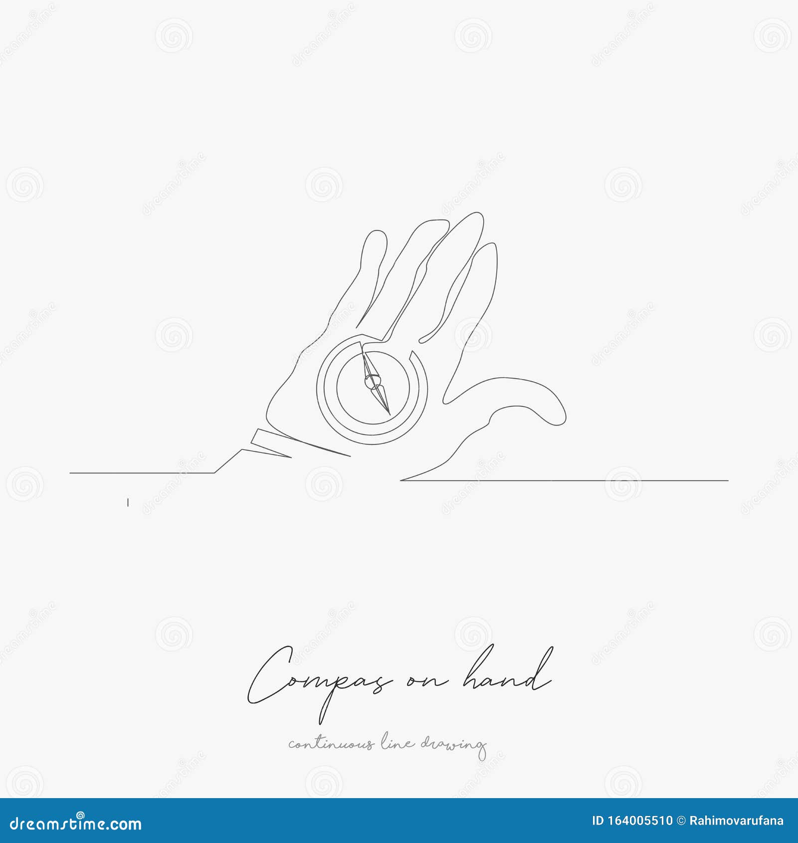 Continuous Line Drawing. Compas On Hand. Simple Vector Illustration ...