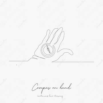 Continuous Line Drawing. Compas on Hand. Simple Vector Illustration ...