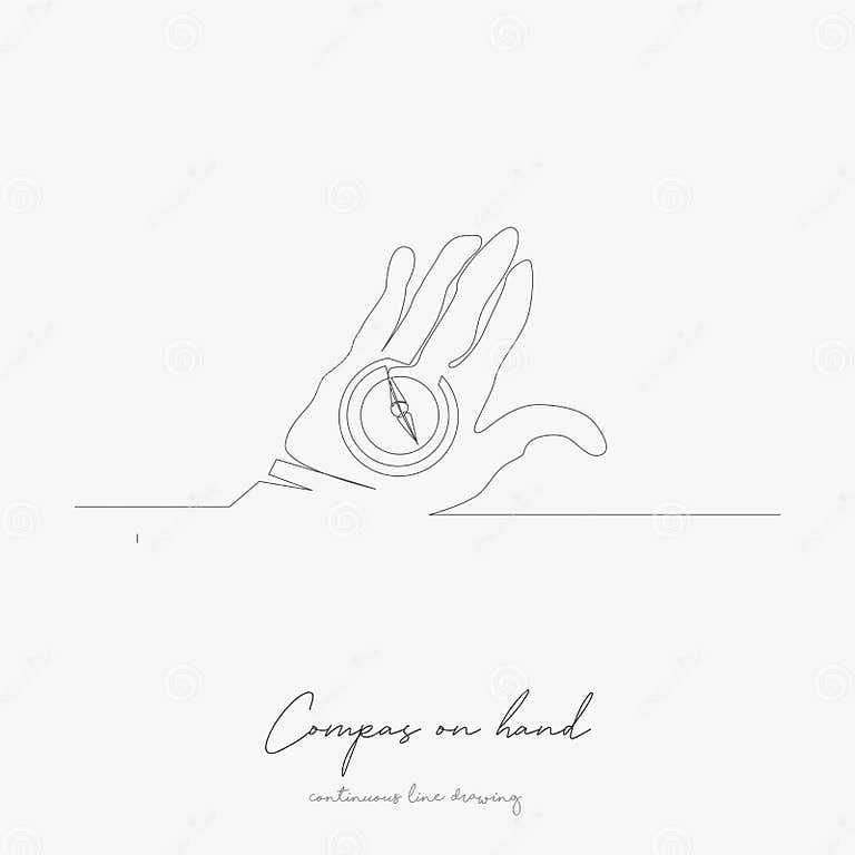 Continuous Line Drawing. Compas on Hand. Simple Vector Illustration ...