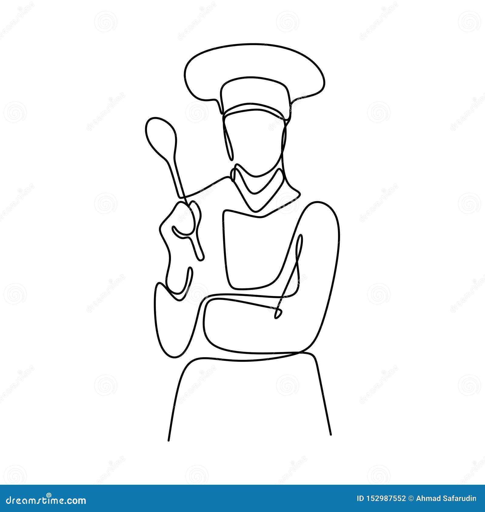 Continuous Line Drawing of Confident Chef Standing Stock Vector ... Continuous Line Drawing of Confident Chef Standing Stock Vector ...