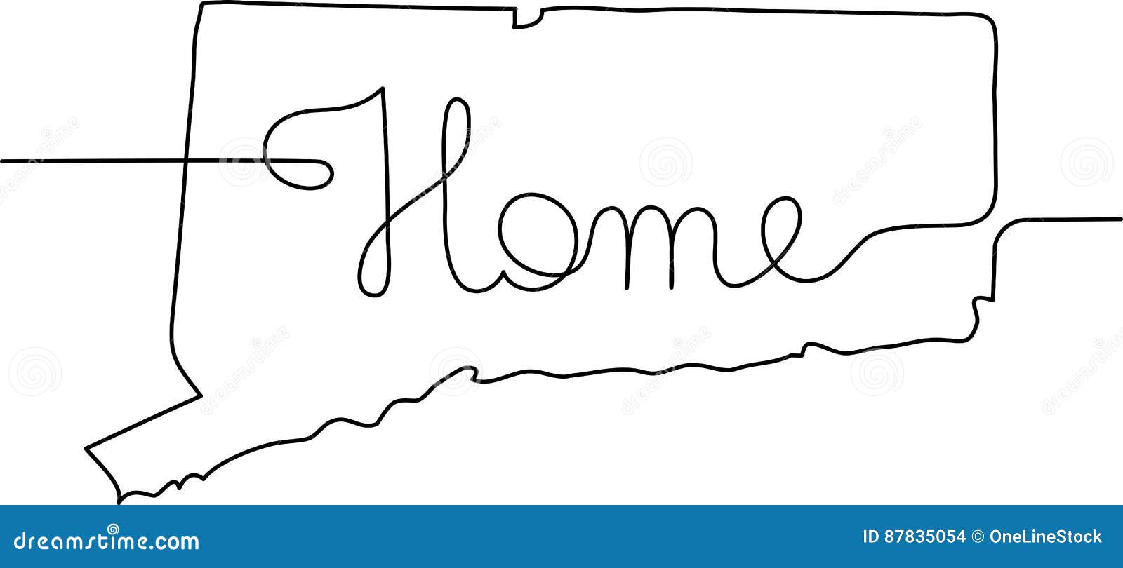 Continuous Line Drawing of Connecticut Home Sign Stock Vector ...