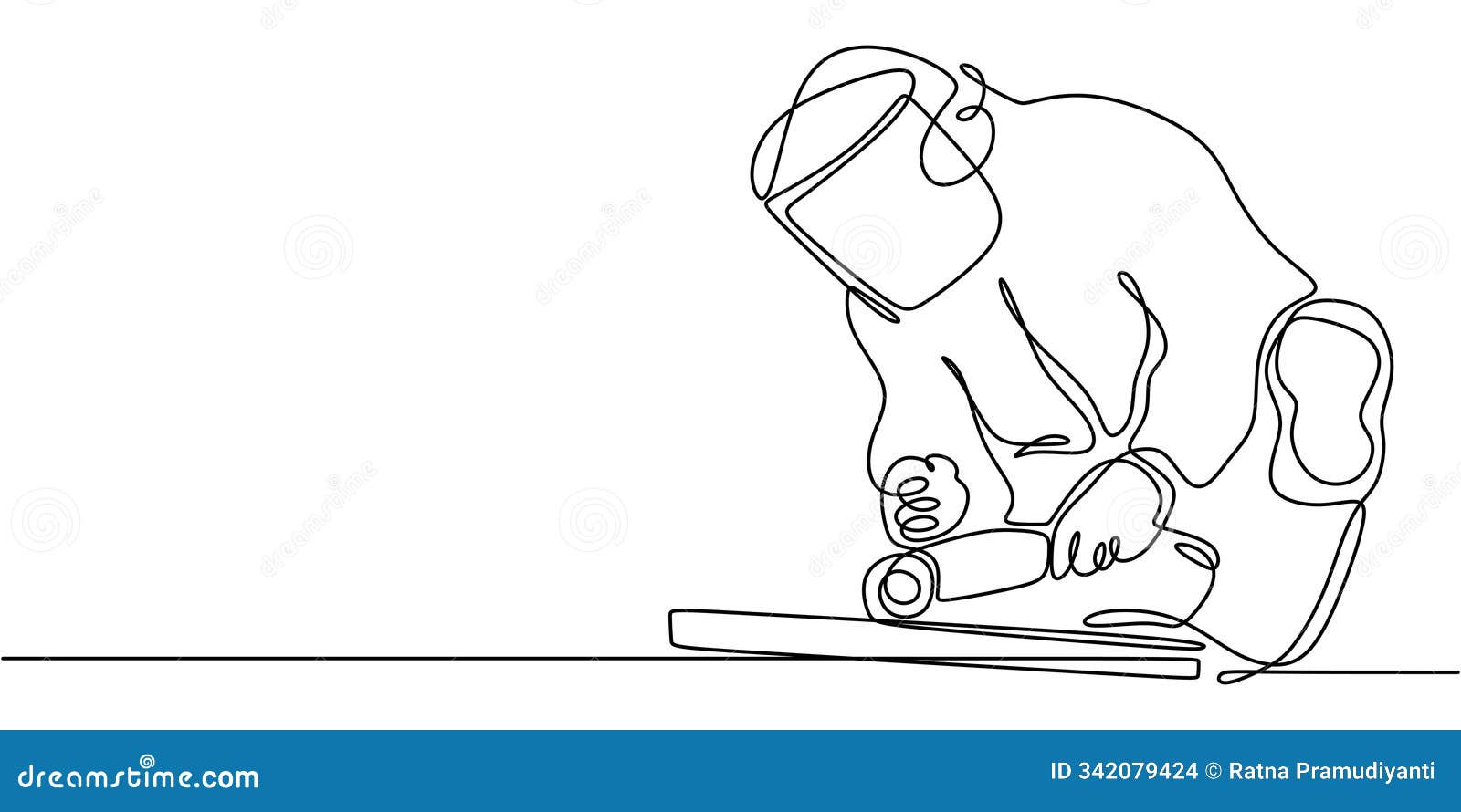 Continuous Line Drawing of Construction Workers in Safety Gear for ...