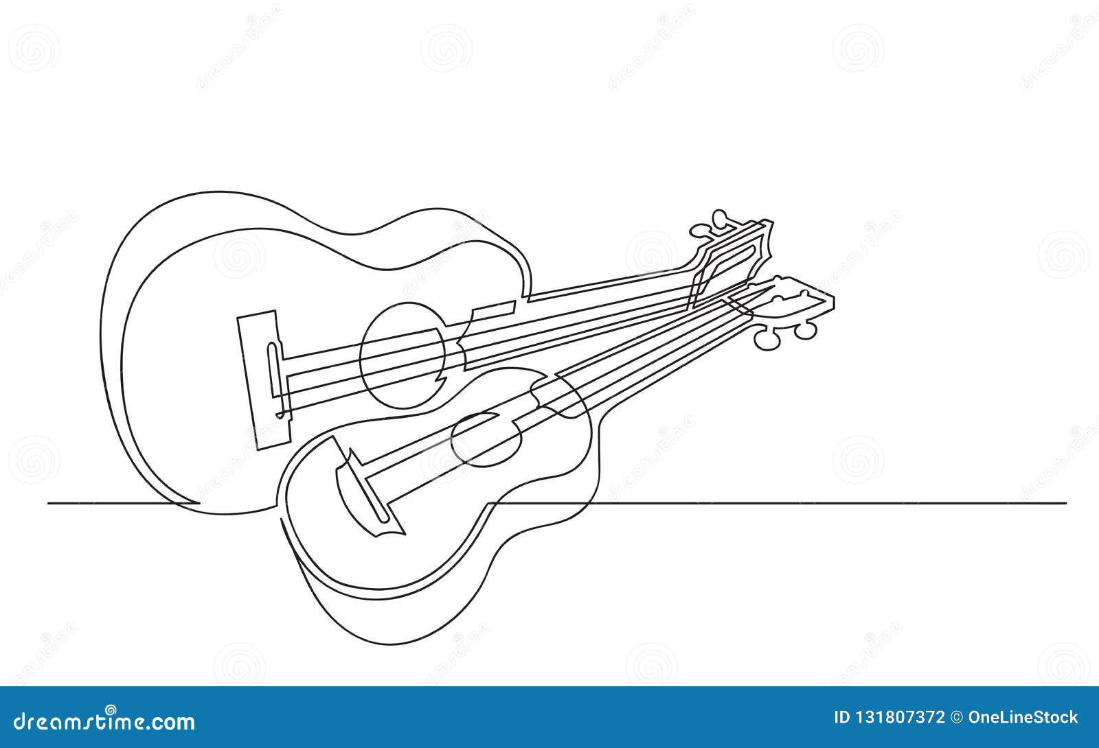 Continuous Line Drawing Of Couple Of Ukuleles Vector Illustration ...