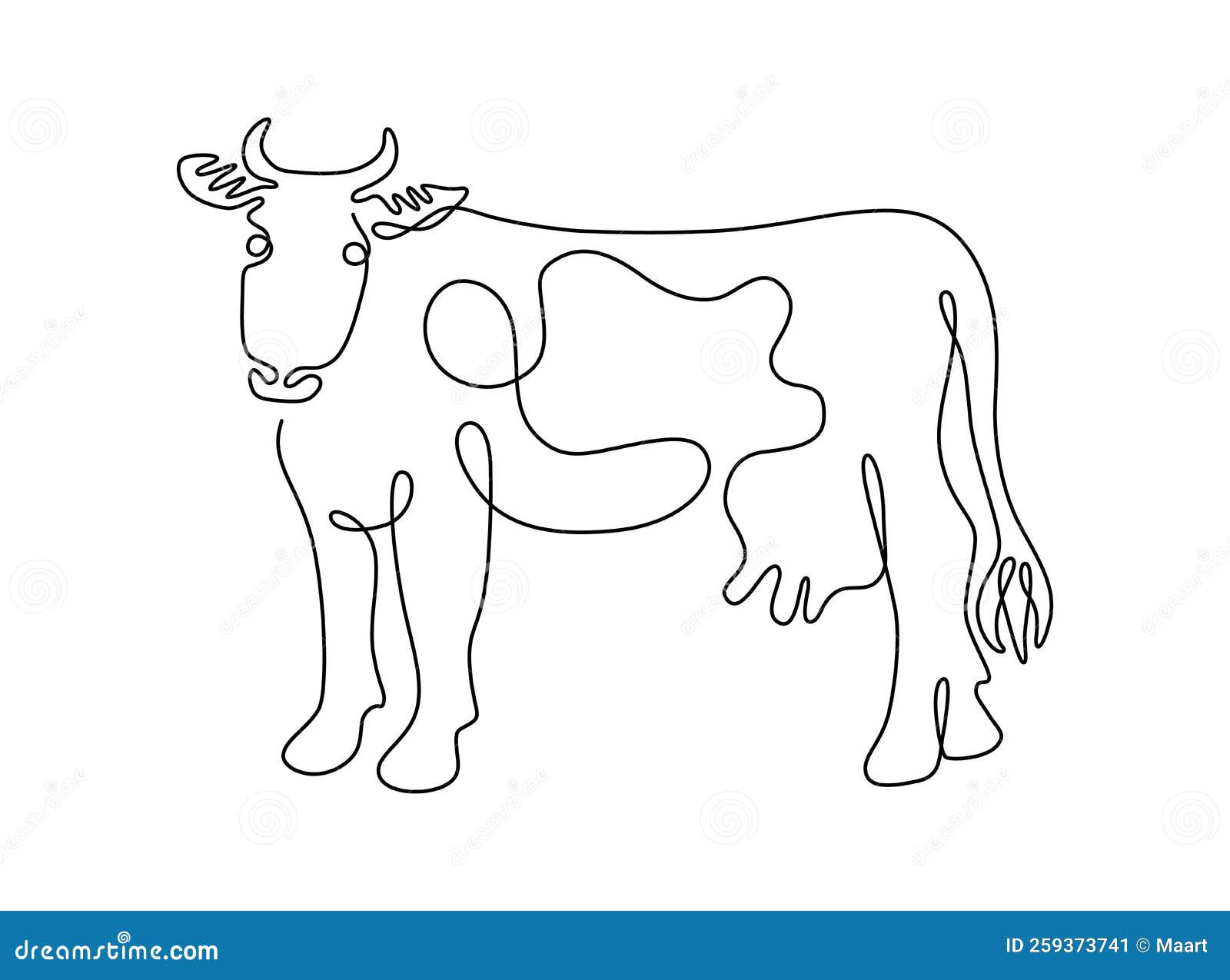 Continuous Line Drawing of Cow Stock Vector - Illustration of ...
