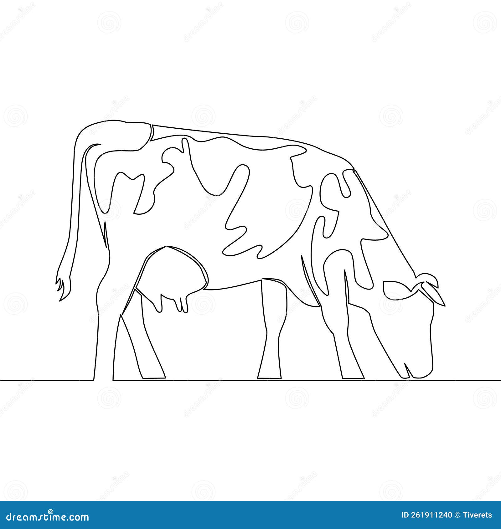 Continuous Line Drawing Cow on Pasture Grazing Cow Icon Vector ...