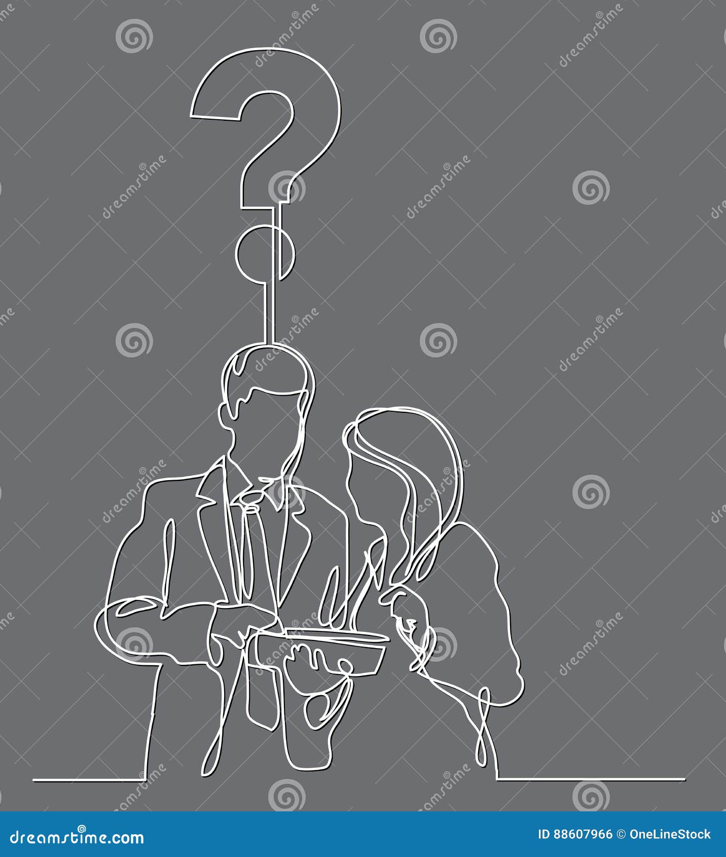 Continuous Line Drawing of Cowokers Discussing a Question Stock Vector ...