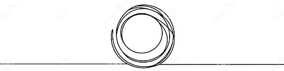Continuous Line Drawing Creating a Circular Shape on a Horizontal Line ...