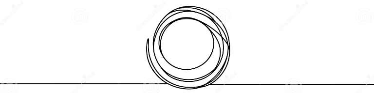 Continuous Line Drawing Creating a Circular Shape on a Horizontal Line ...