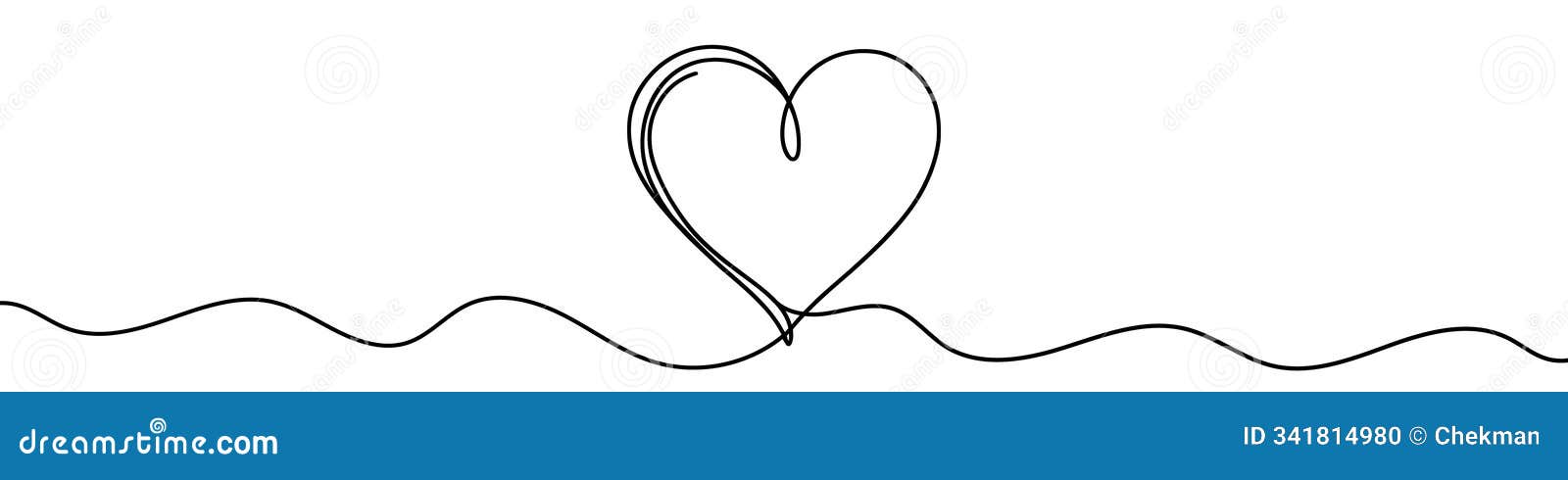 Continuous Line Drawing Creating a Heart Shape on White Background ...