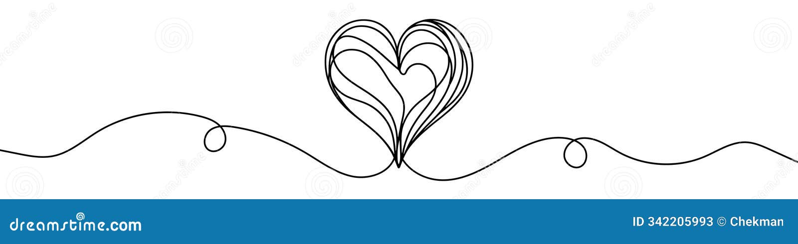 Continuous Line Drawing Creating a Heart Shape on White Background ...