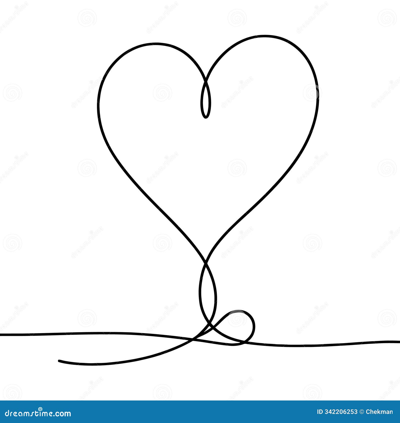 Continuous Line Drawing Creating a Heart Shape on White Background ...
