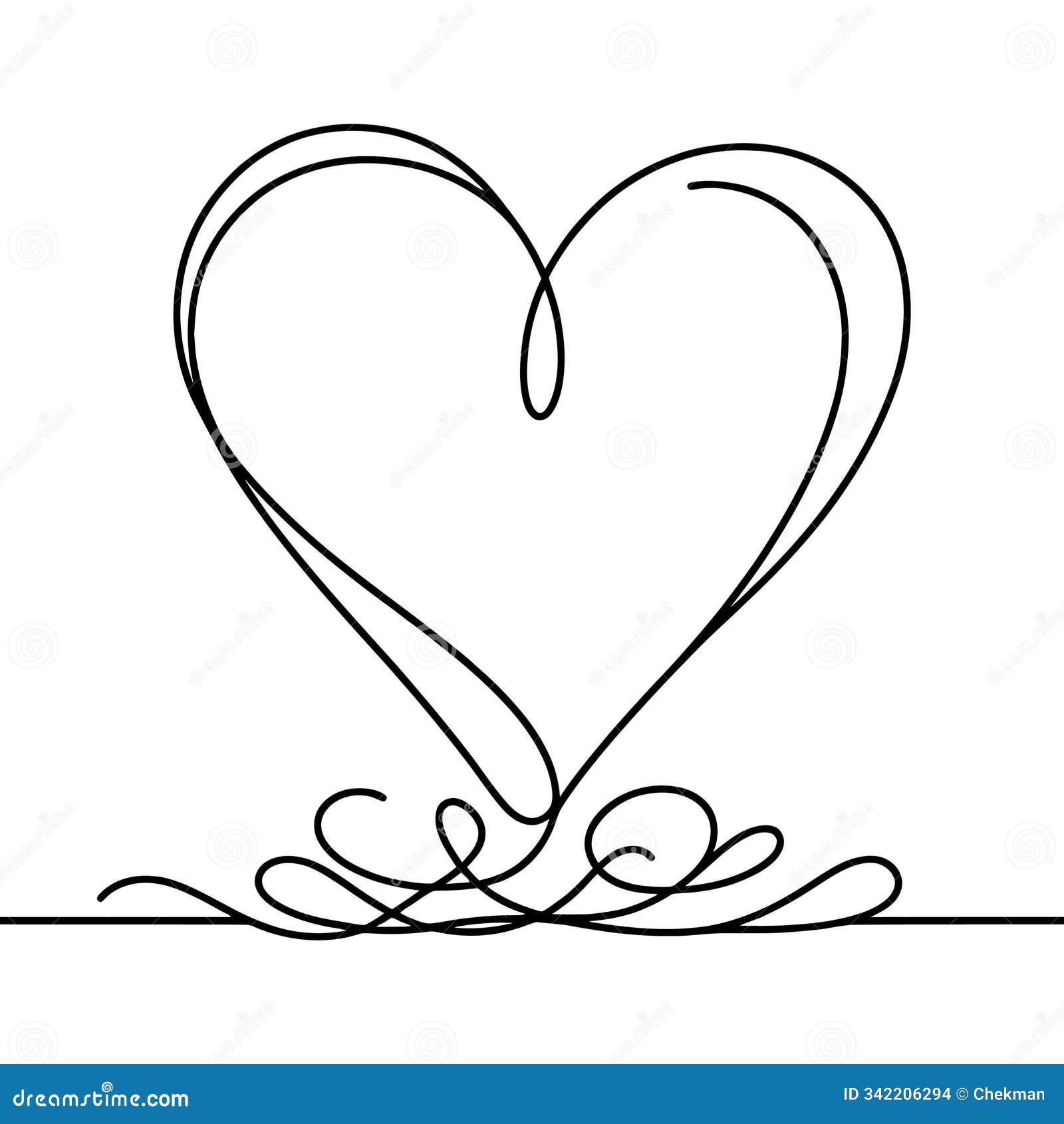 Continuous Line Drawing Creating a Heart Shape on White Background ...