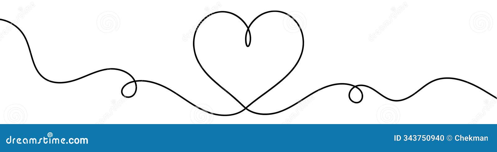 Continuous Line Drawing Creating a Heart Shape on White Background ...