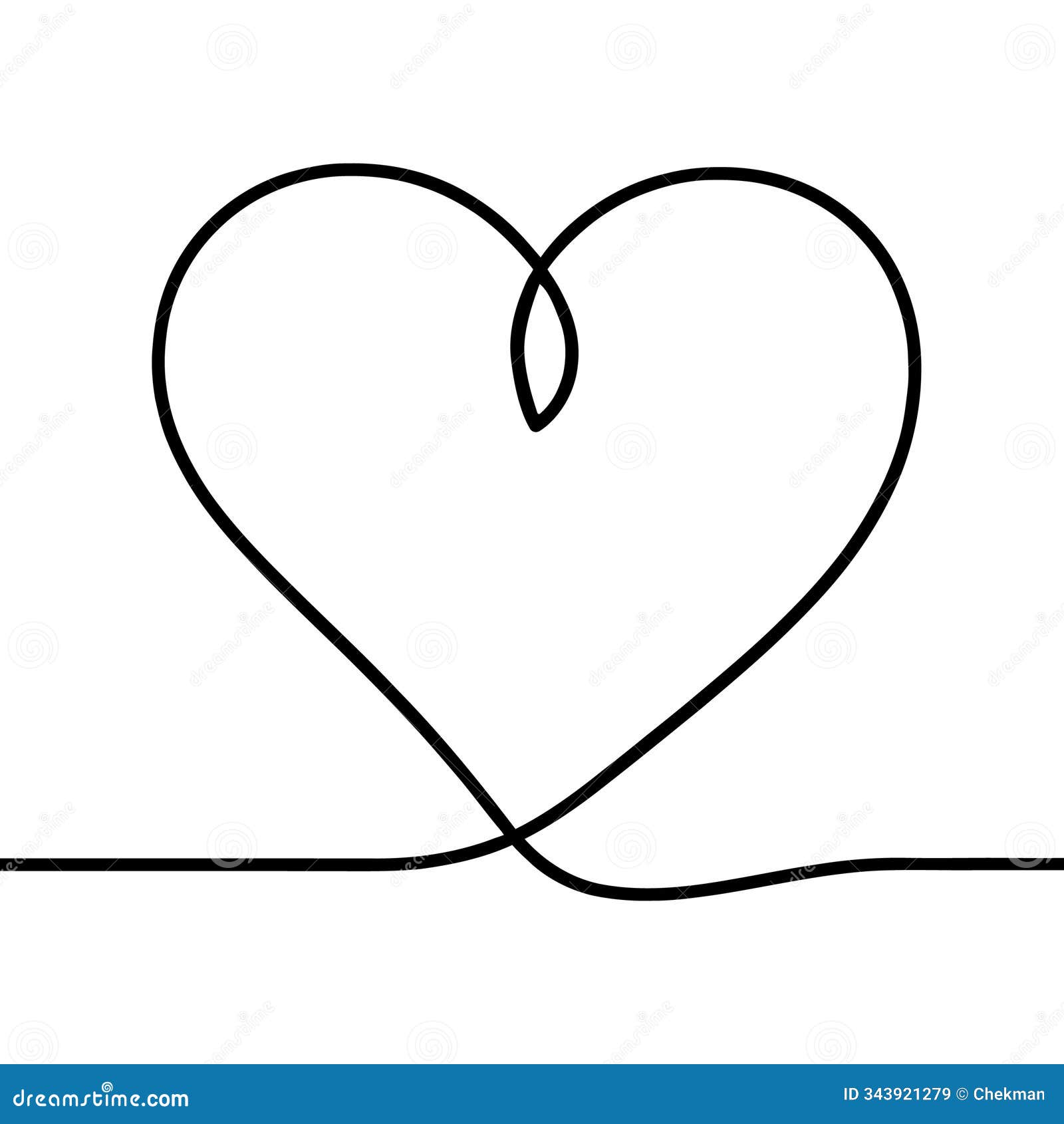 Continuous Line Drawing Creating a Heart Shape on White Background ...