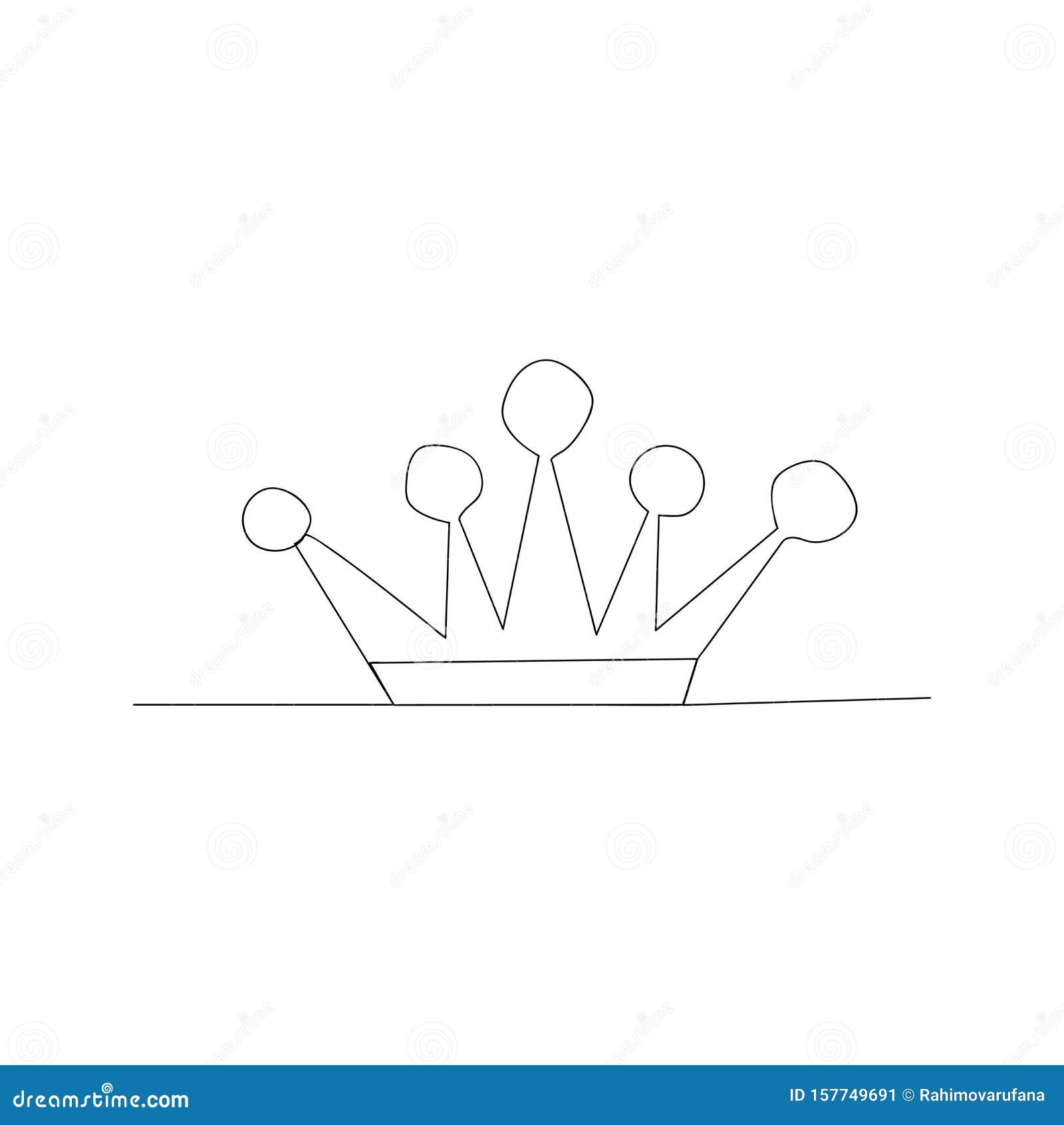 Continuous Line Drawing of Crown. Isolated Sketch Drawing of Crown Line ...