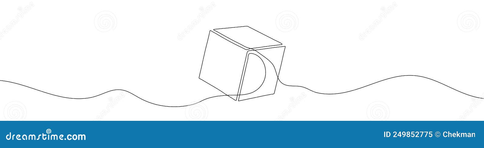 Continuous Line Drawing of Cube Icon. Cube Continuous Line Icon Stock ...