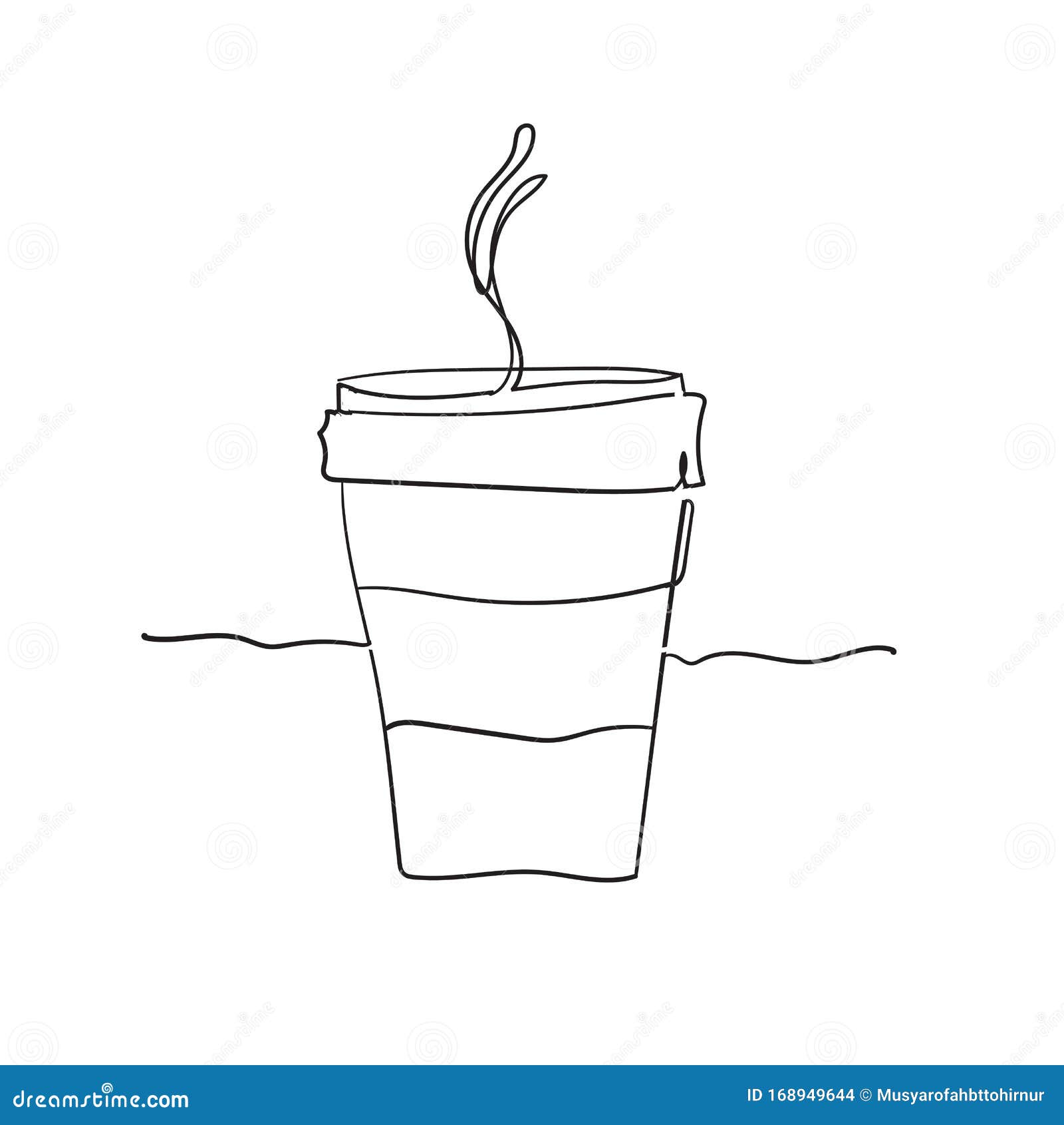 Coffee Logo Cup Contour Line Drawing Vector Illustration ...