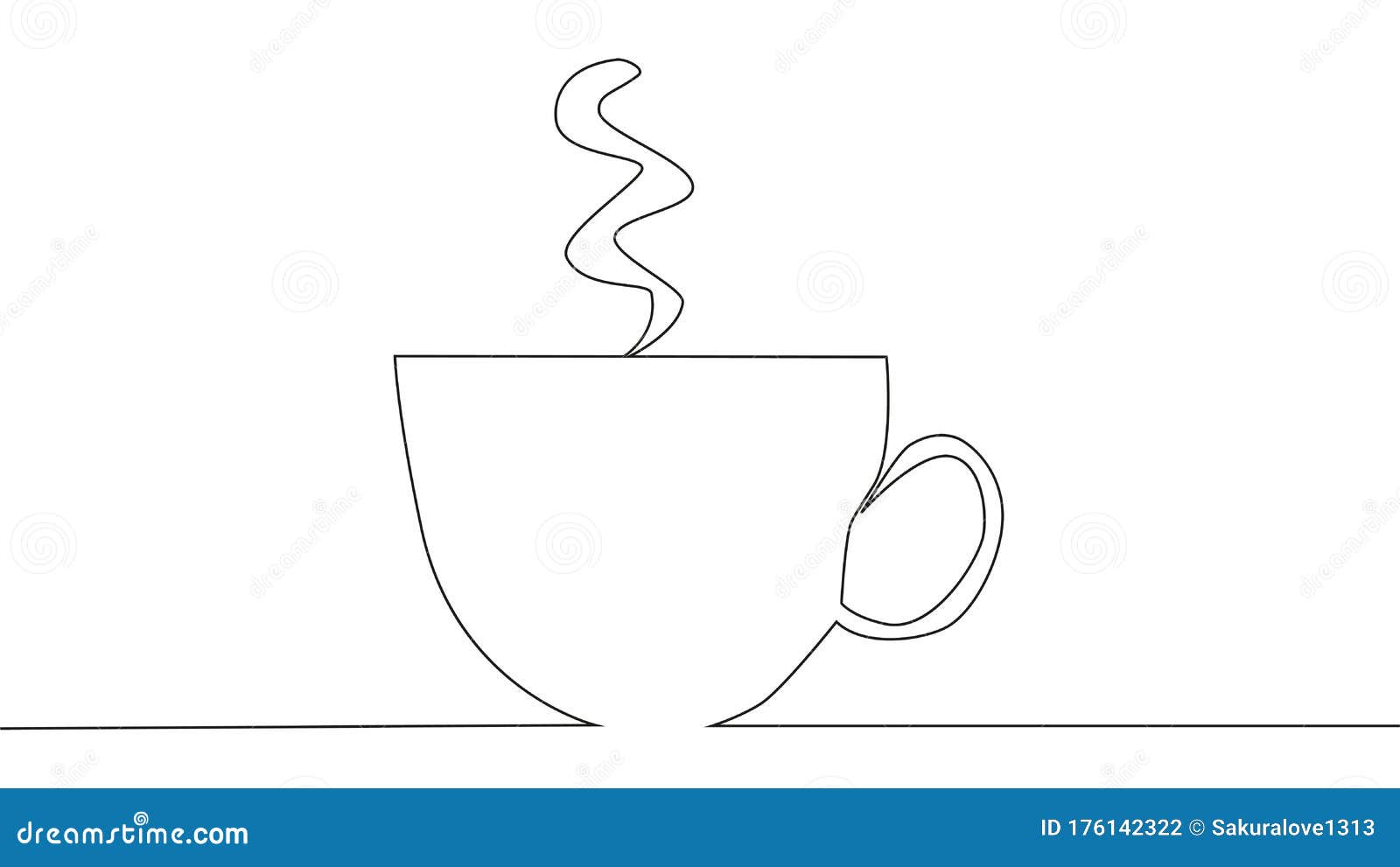 Continuous Line Drawing of Cup of Coffee. Illustration Stock ...