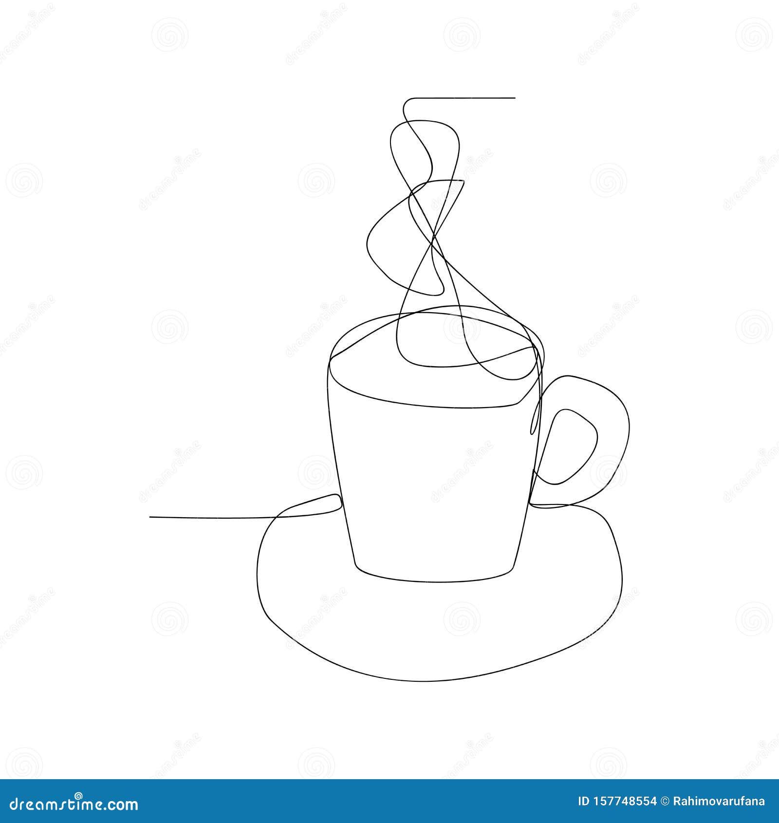 Continuous Line Drawing of Cup of Coffee. Isolated Sketch Drawing of ...
