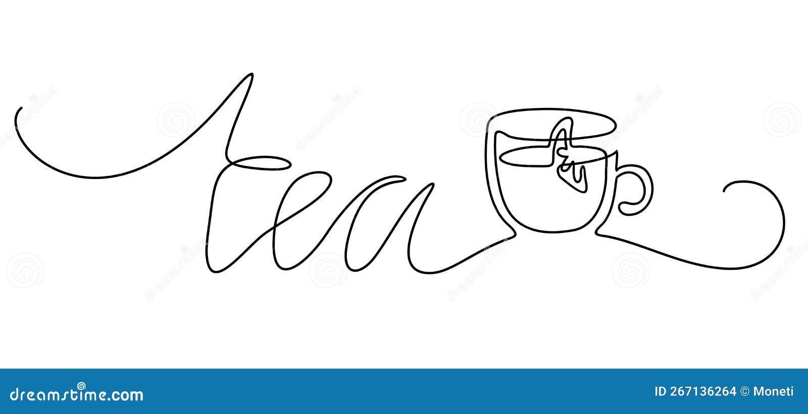 Continuous Line Drawing of Cup of Tea. Continuous Line Drawing Text ...