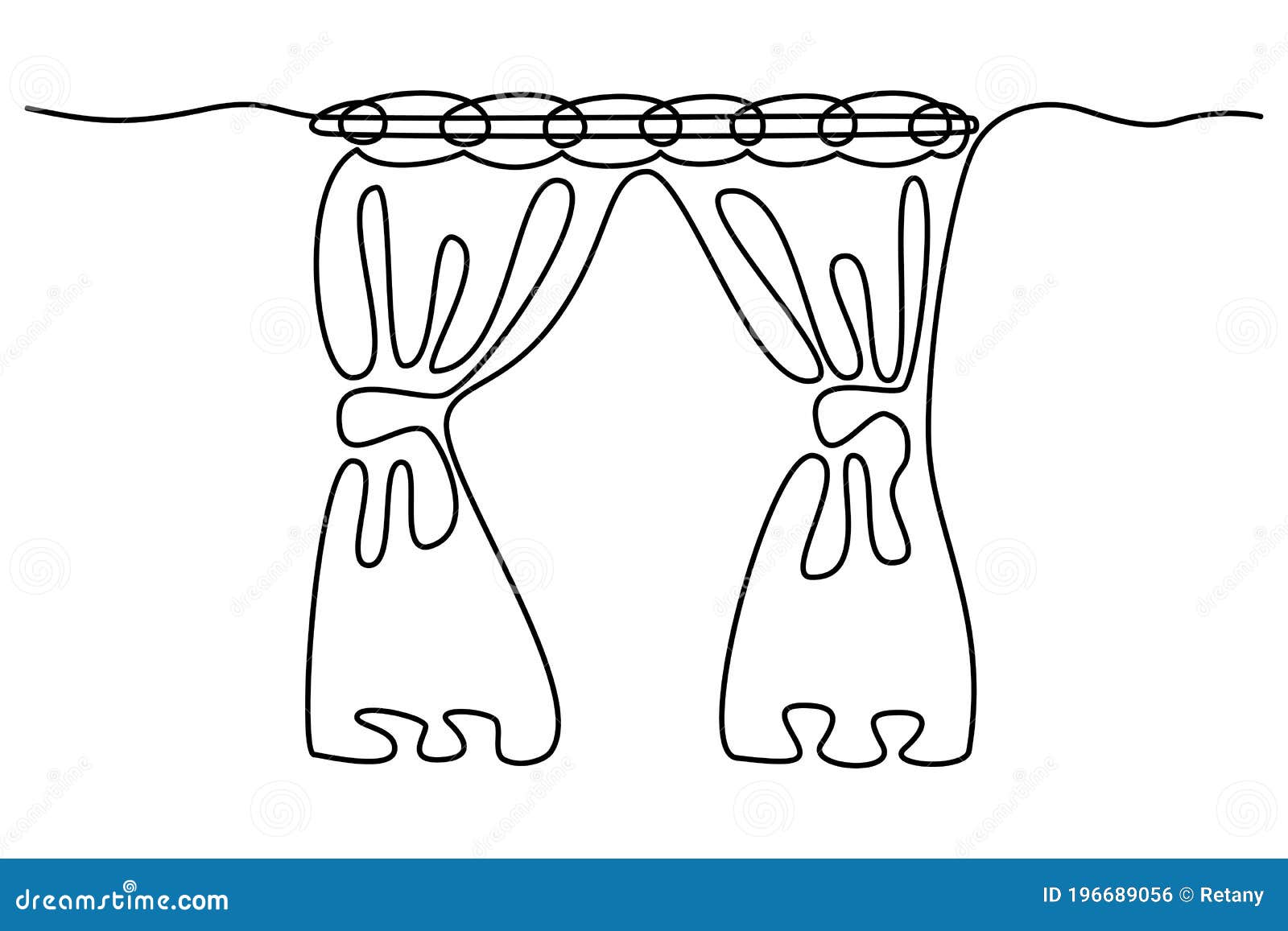 Continuous Line Drawing. Curtain. Vector Illustration | CartoonDealer ...