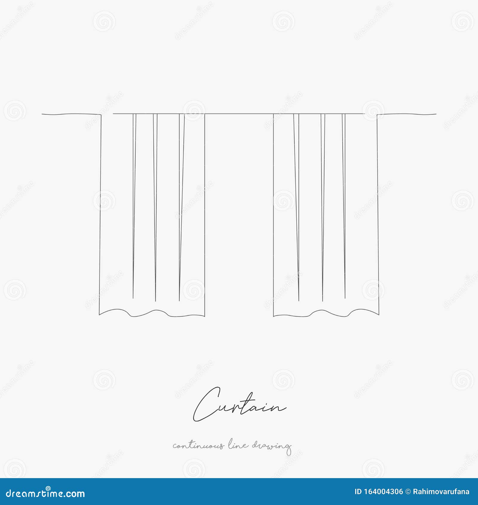 Continuous Line Drawing. Curtain. Simple Vector Illustration. Curtain ...