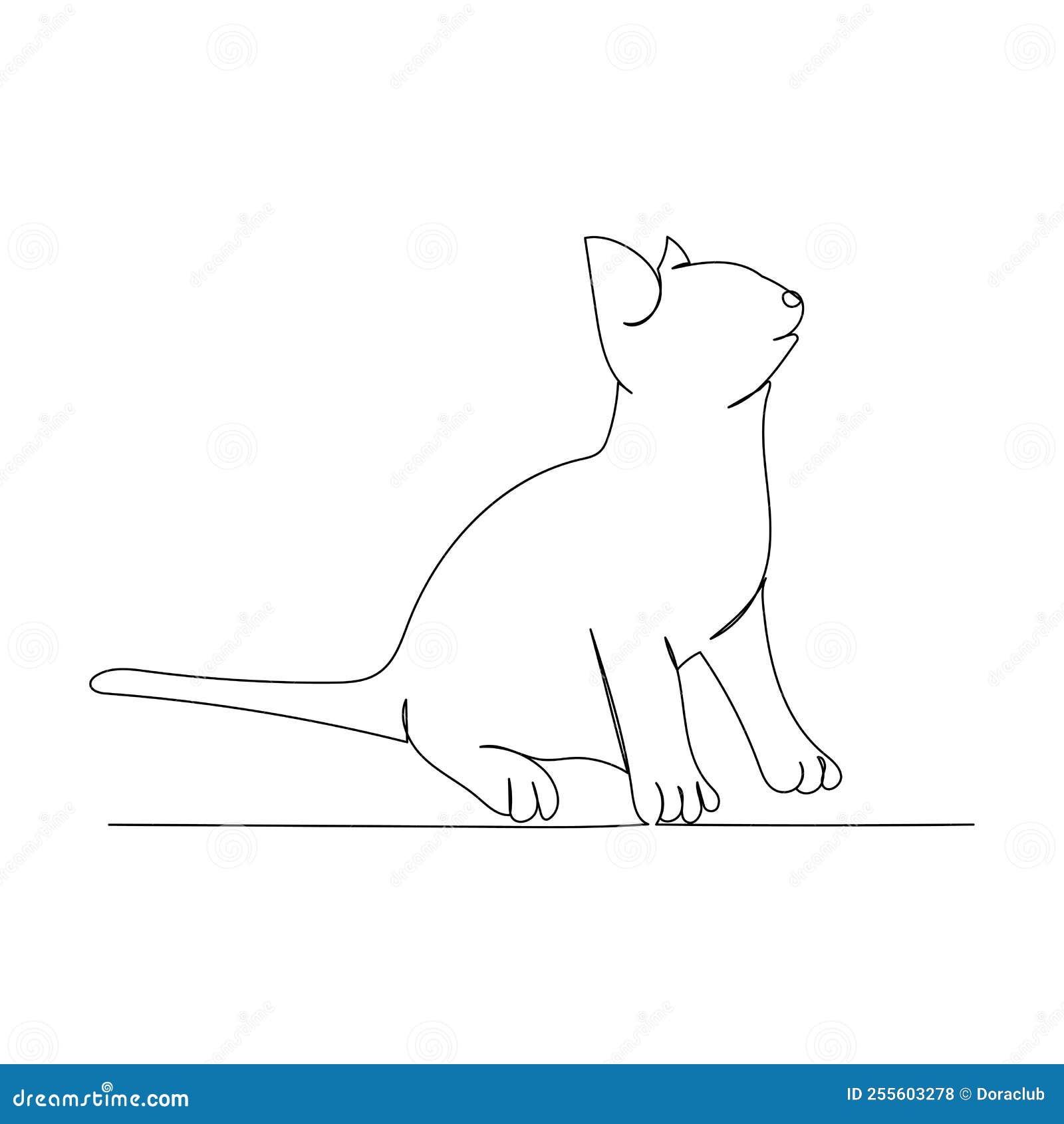 Continuous Line Drawing of a Cute Cat. Stock Vector - Illustration of ...