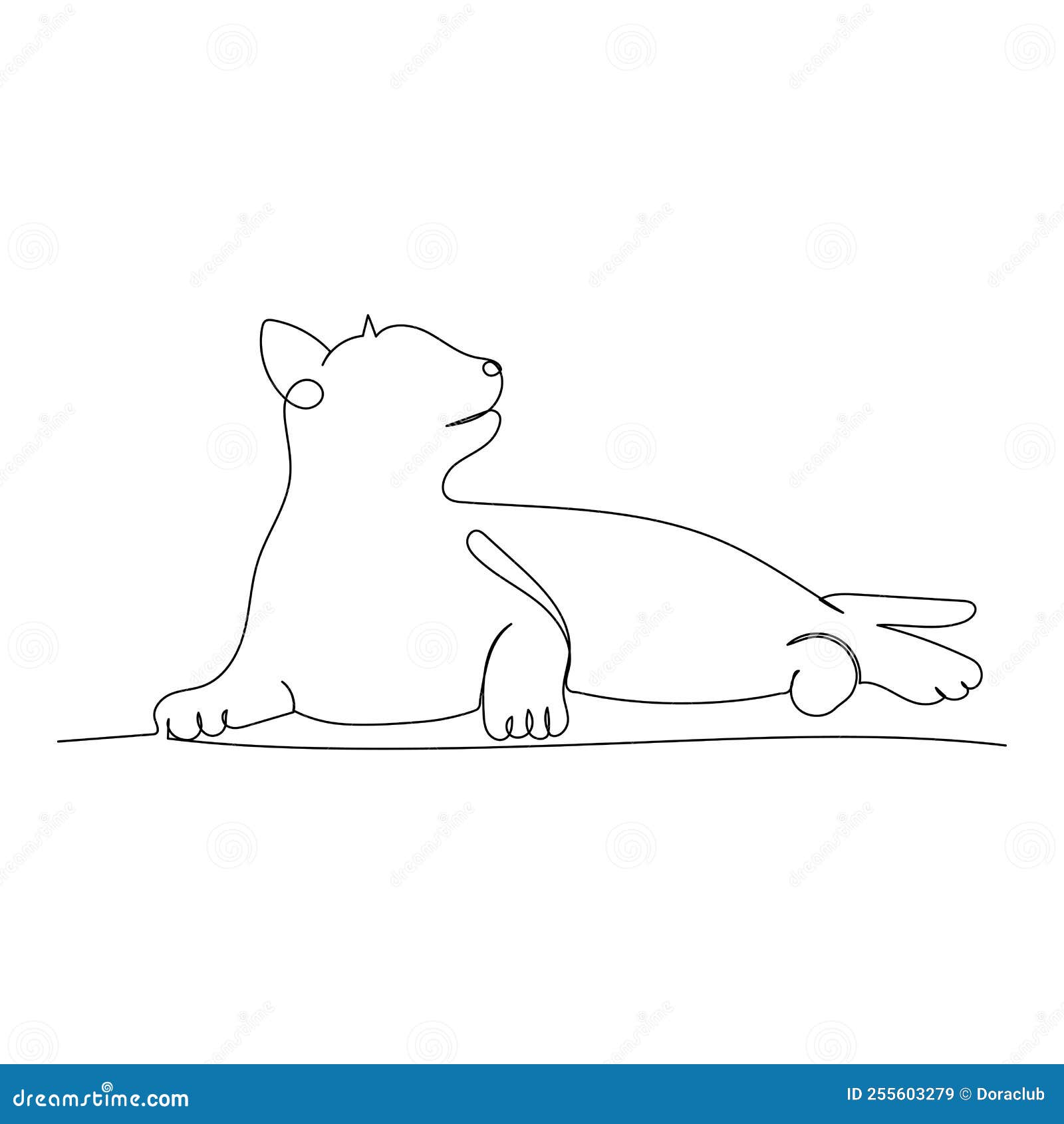 Continuous Line Drawing of a Cute Cat. Stock Vector - Illustration of ...