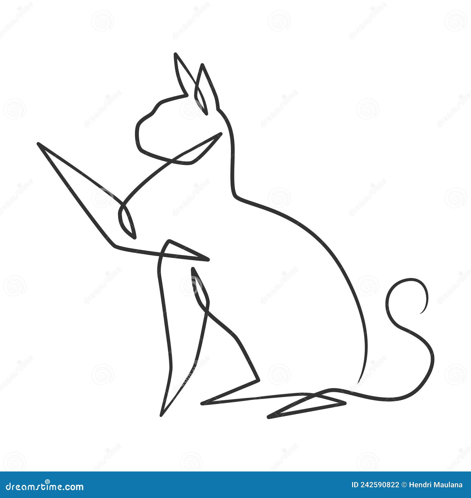 Continuous Line Drawing of Cute Cat Stock Vector - Illustration of ...