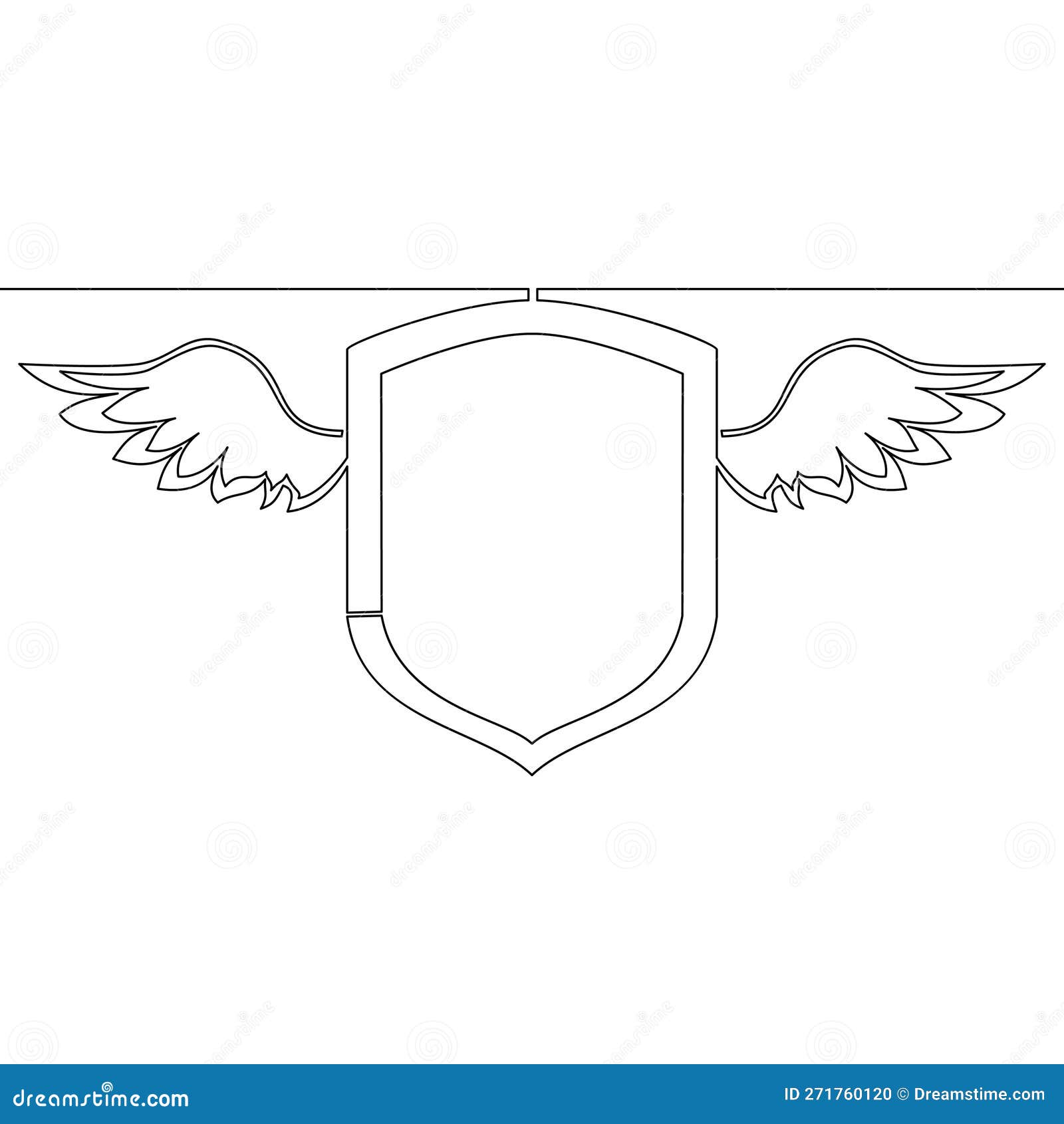 Continuous Line Drawing Cute Flying Shield with Wings Template Logo ...