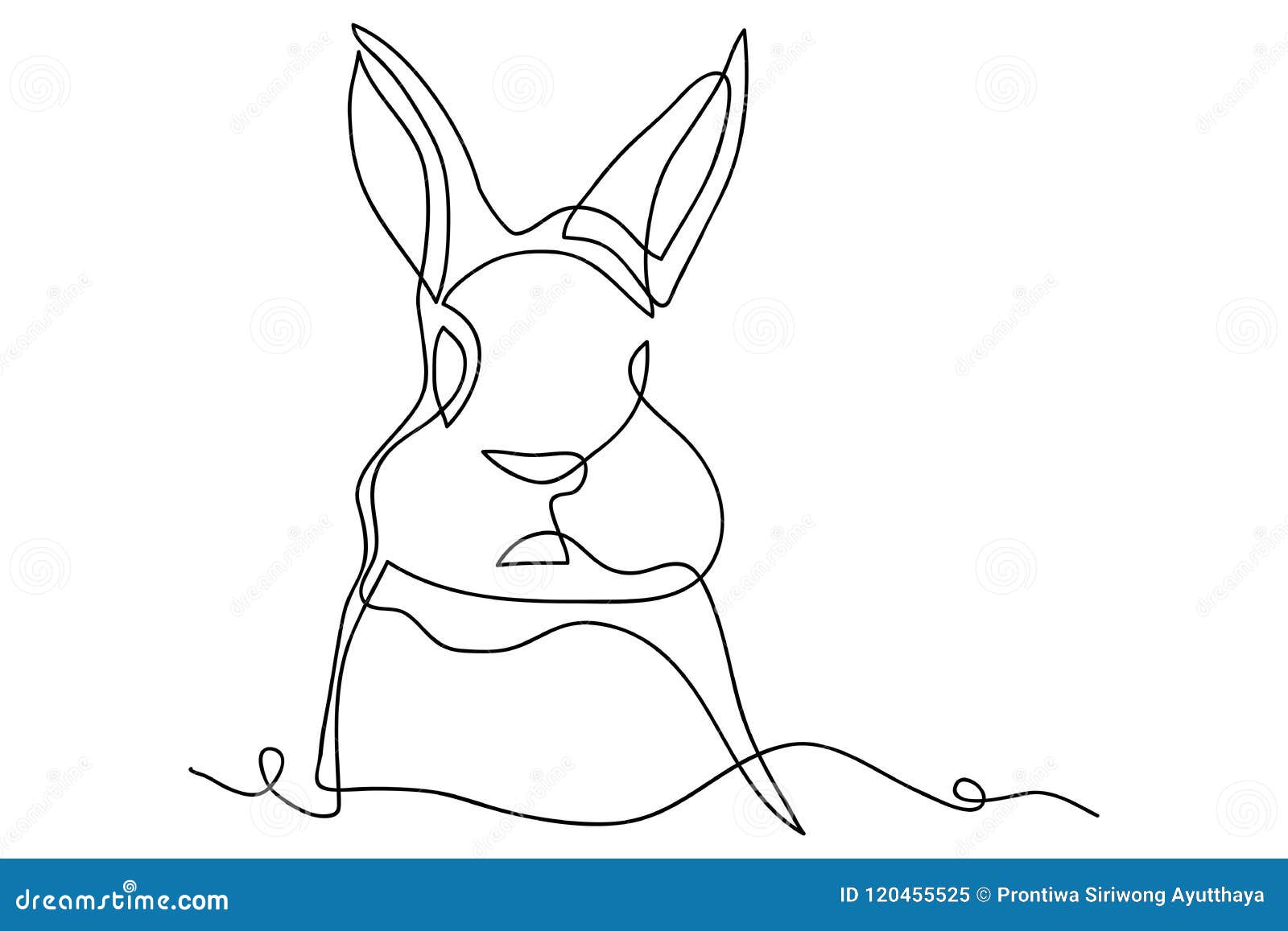 Continuous Line Drawing of Cute Rabbit Vector Illustration Stock Vector ...