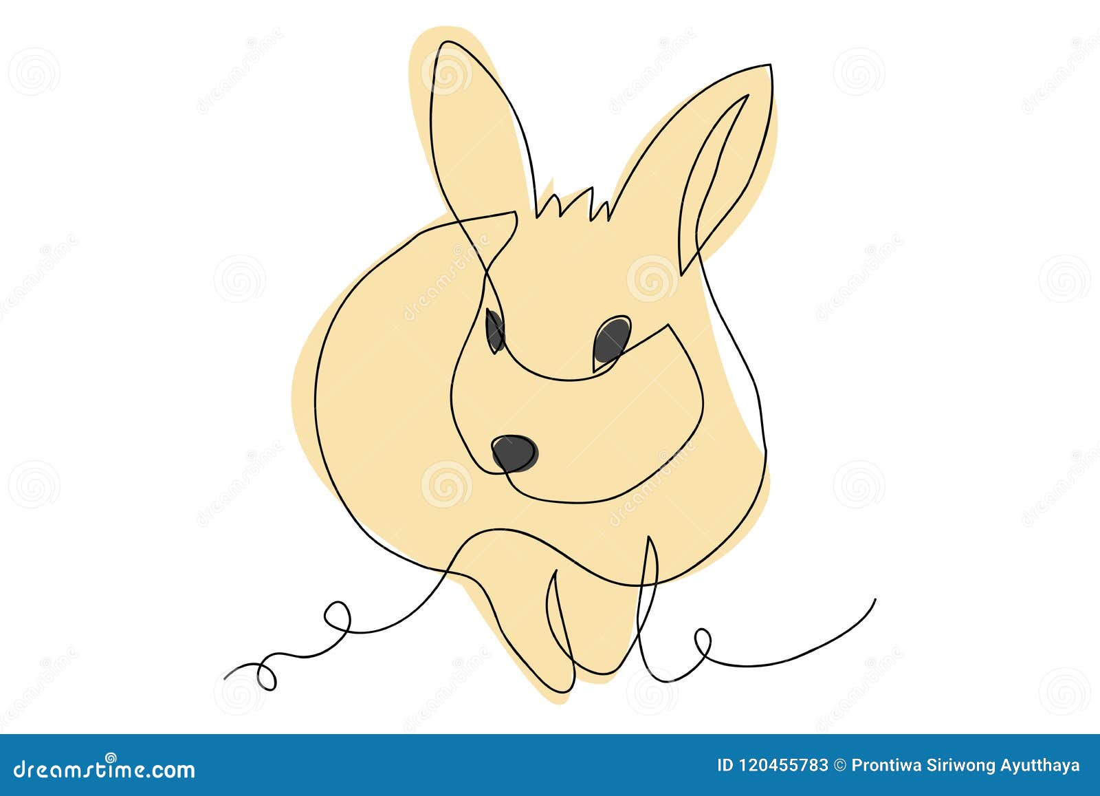 Continuous Line Drawing of Cute Rabbit Vector Illustration Stock ...