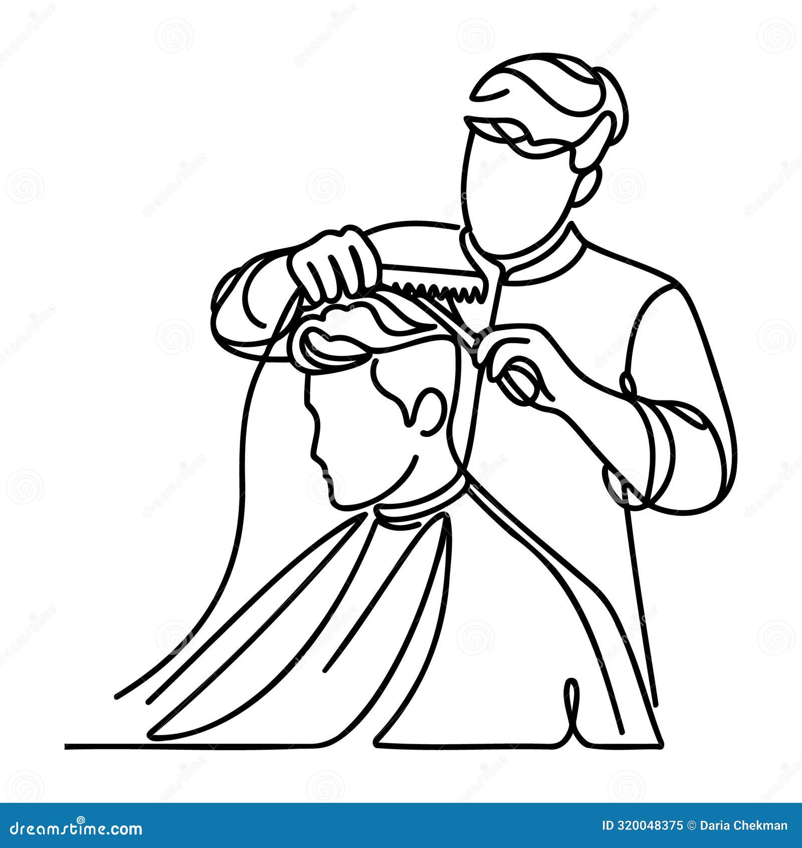 Continuous Line Drawing Cutting Hair at the Barbershop Stock Vector ...
