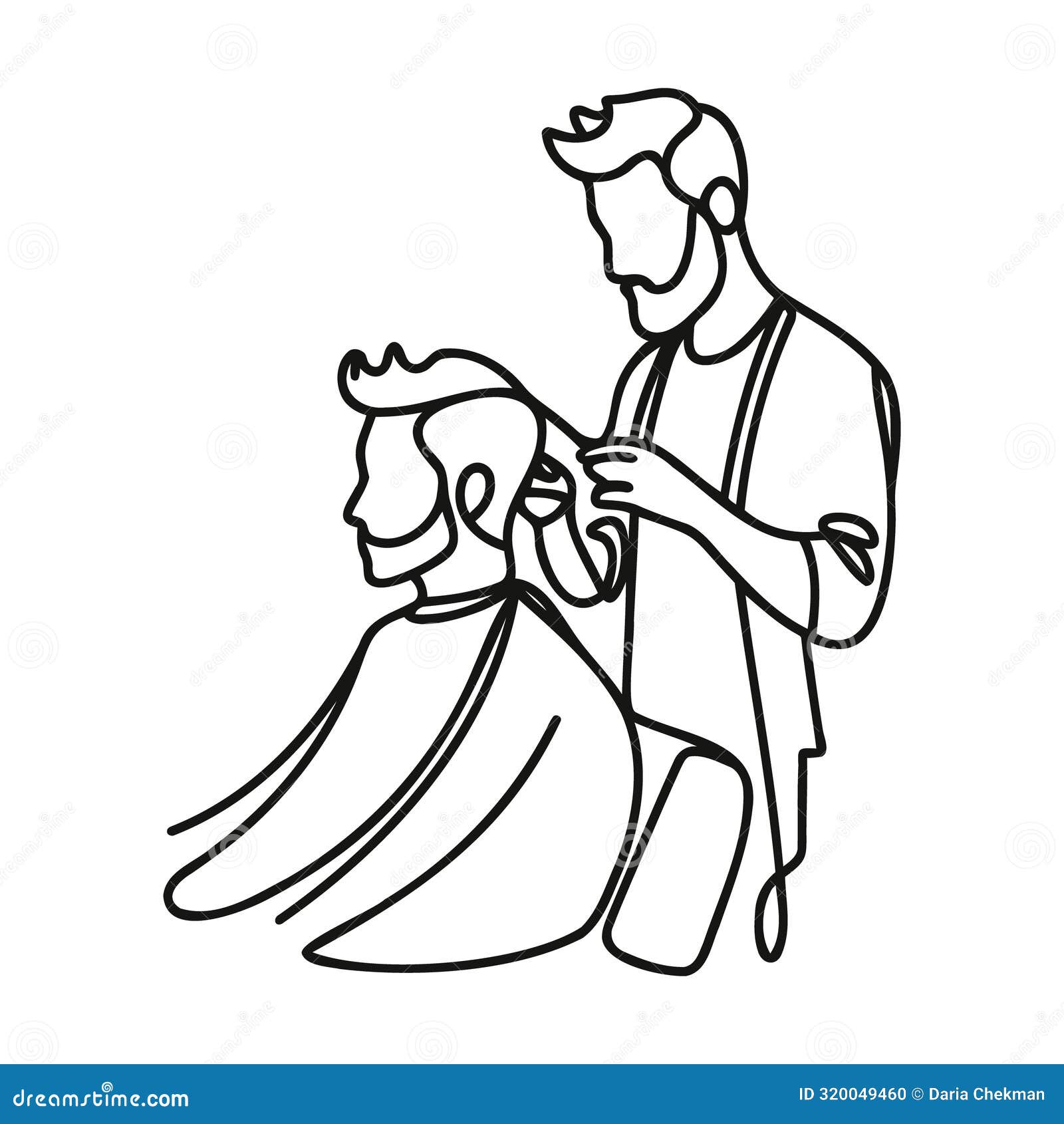 Continuous Line Drawing Cutting Hair at the Barbershop Stock Vector ...