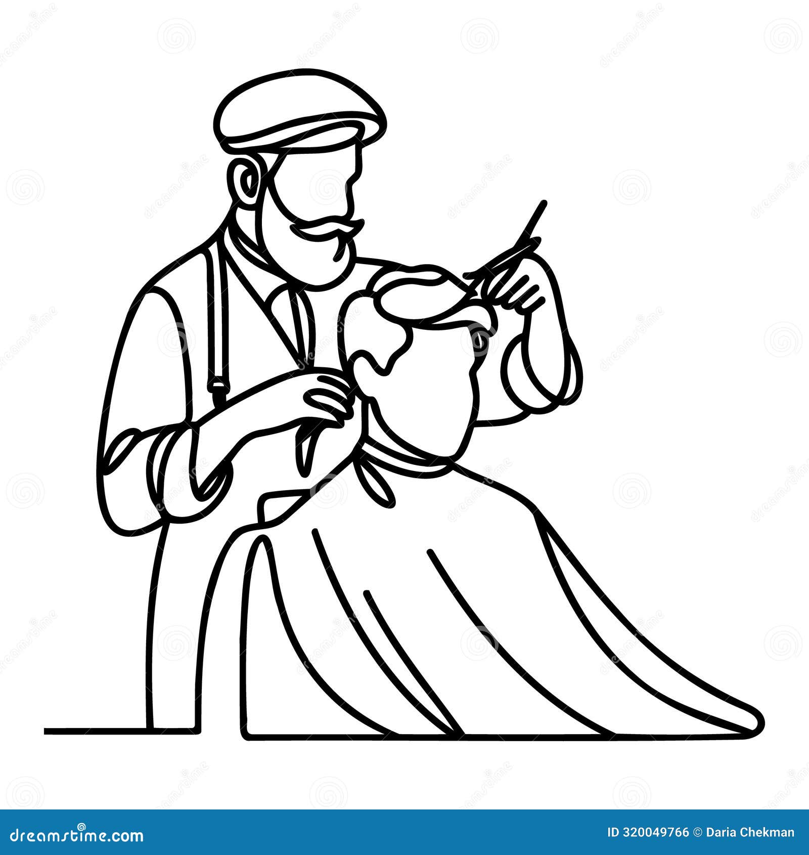 Continuous Line Drawing Cutting Hair at the Barbershop Stock Vector ...