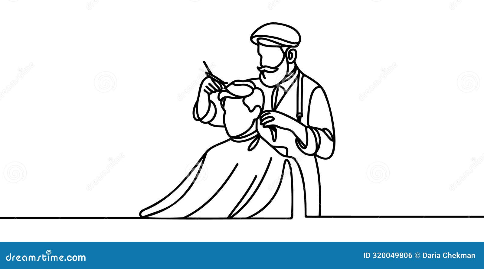 Continuous Line Drawing Cutting Hair at the Barbershop Stock Vector ...