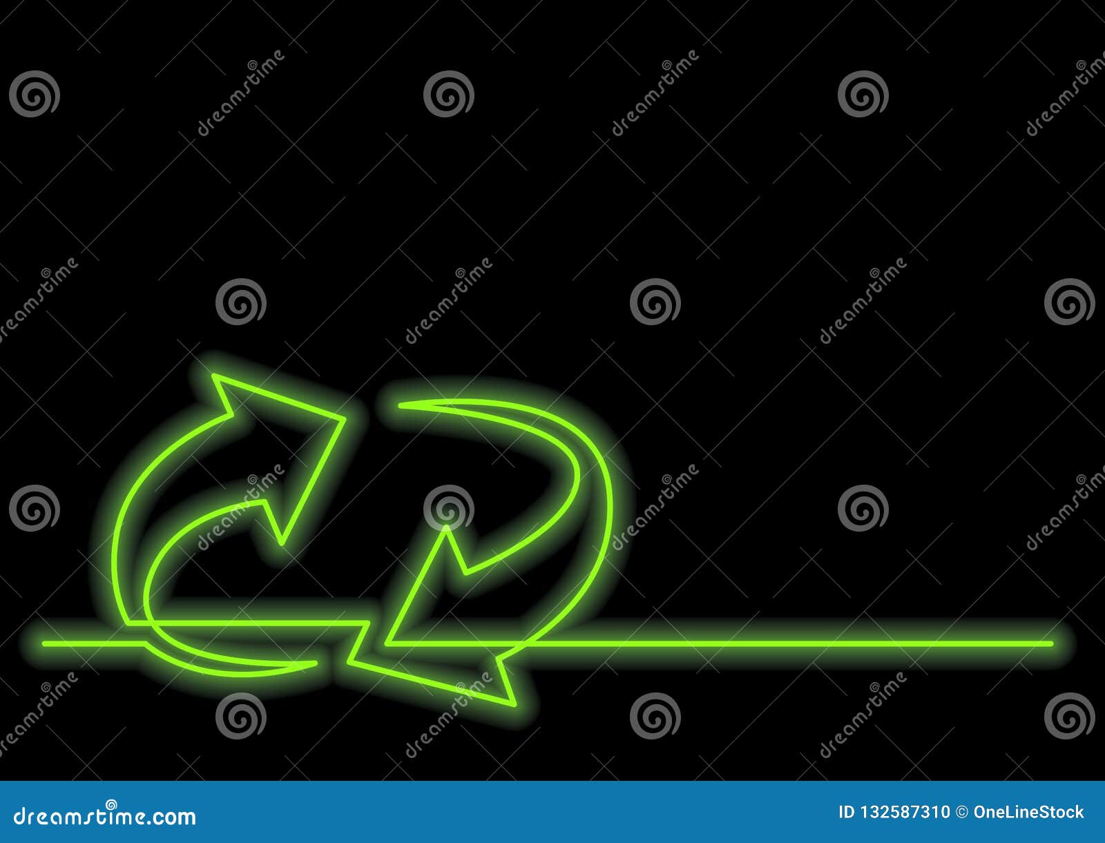 Continuous Line Drawing of Cycle Arrows with Neon Vector Effect Stock ...