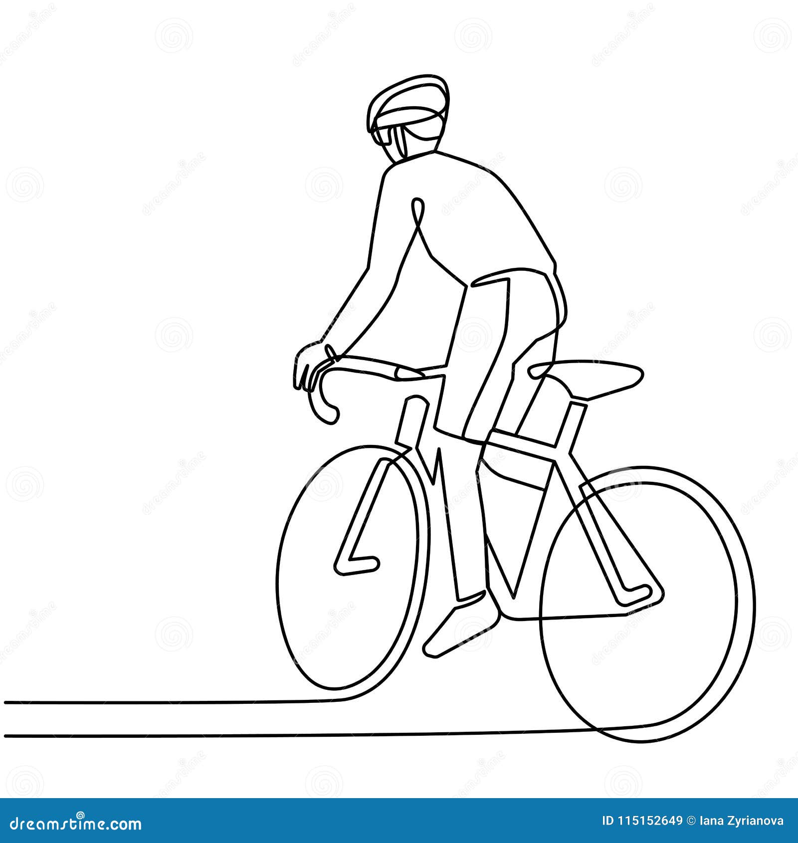 Continuous Line Cyclist on a Bicycle in Competitions, Drawn by Hand ...