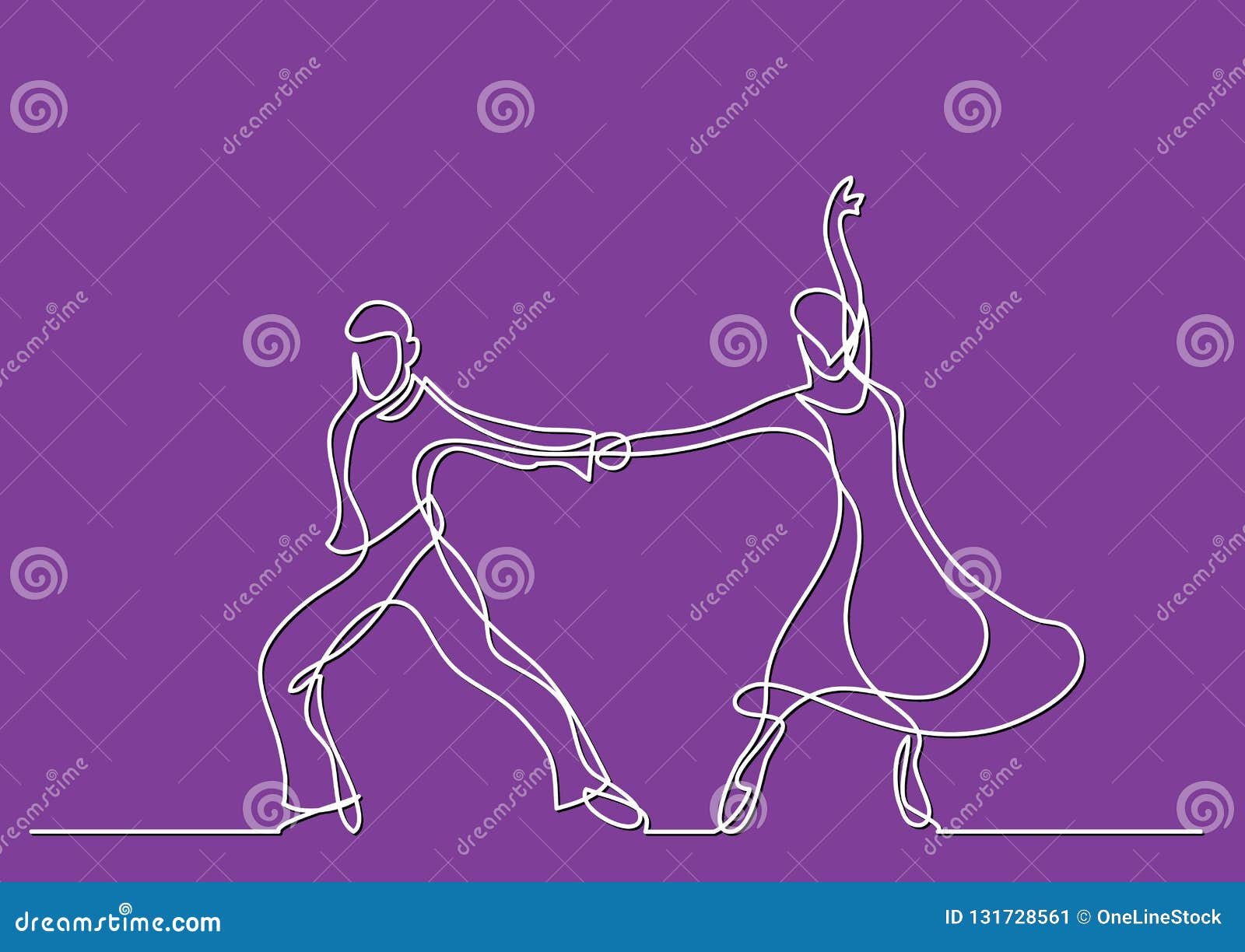 Continuous Line Drawing Of Dancing Couple Stock Illustration