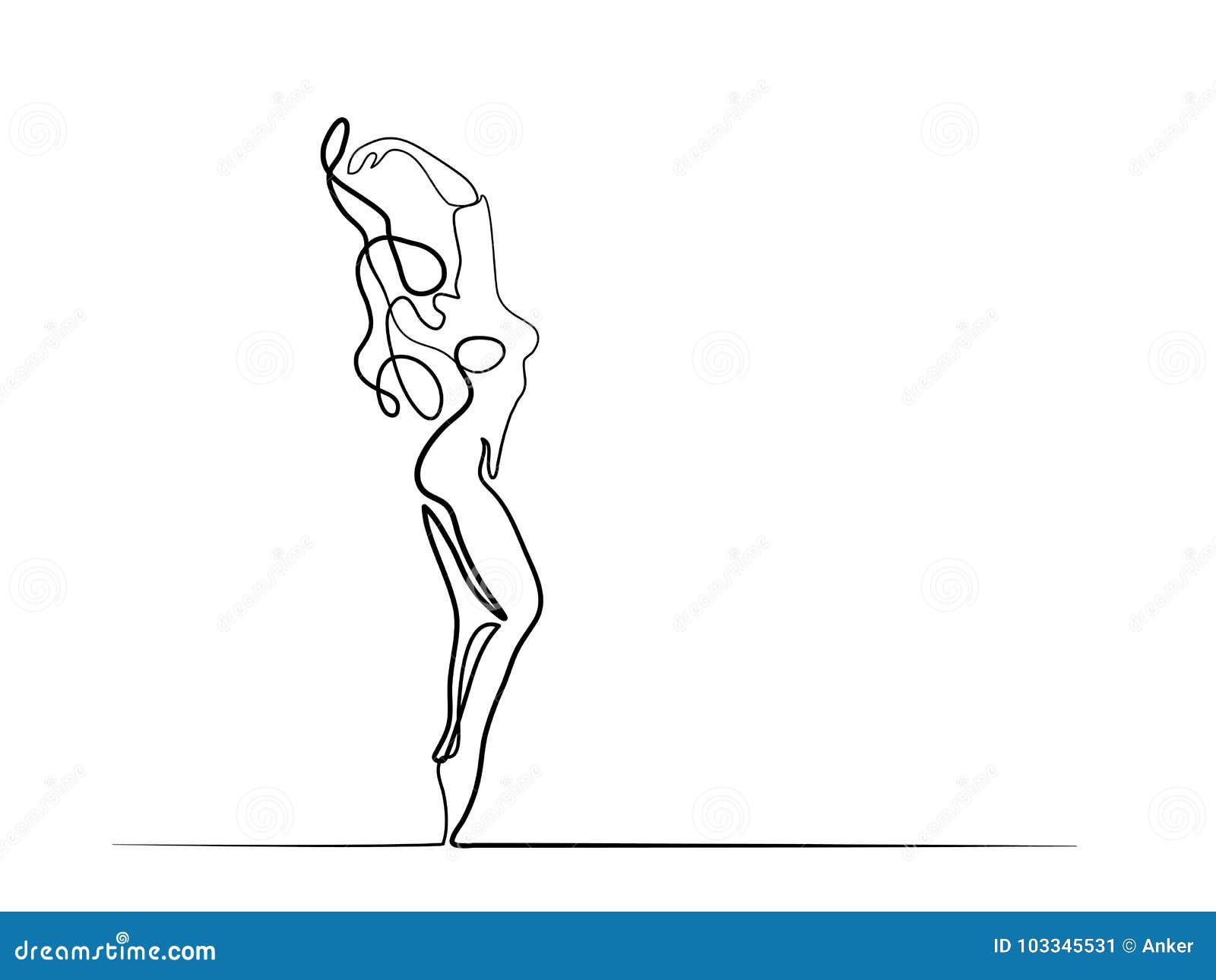 Continuous Line Drawing Of Dancing Woman Stock Vector Illustration Of
