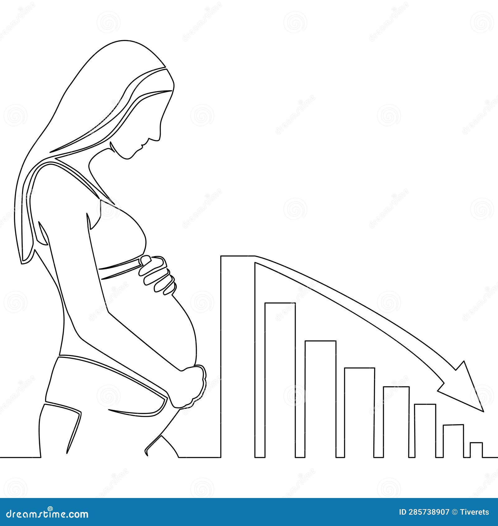 Continuous Line Drawing Declining Birth Rates Chart Pregnancy and Birth ...