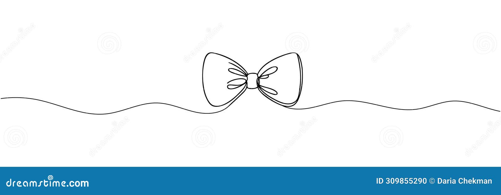 Continuous Line Drawing of Decorative Ribbon Bow. Vector Illustration ...