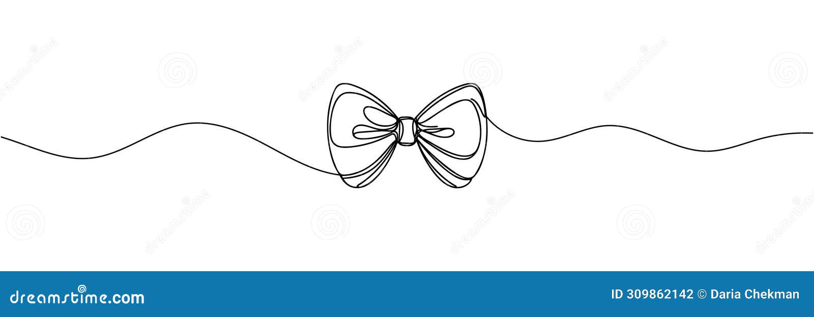 Continuous Line Drawing of Decorative Ribbon Bow. Vector Illustration ...