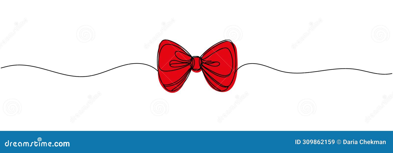 Continuous Line Drawing of Decorative Ribbon Bow. Vector Illustration ...
