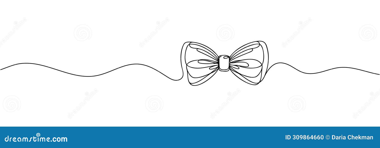 Continuous Line Drawing of Decorative Ribbon Bow. Vector Illustration ...