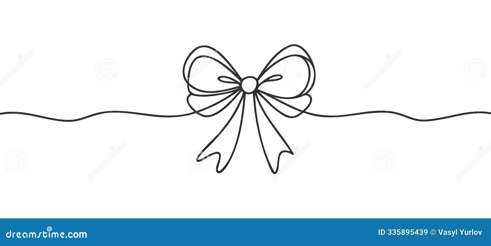 Continuous Line Drawing of Decorative Ribbon Bow. Vector Illustration ...