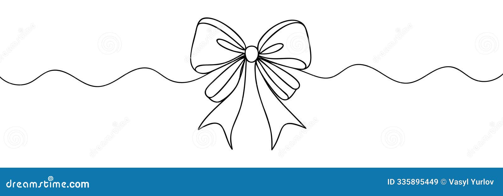 Continuous Line Drawing of Decorative Ribbon Bow. Vector Illustration ...