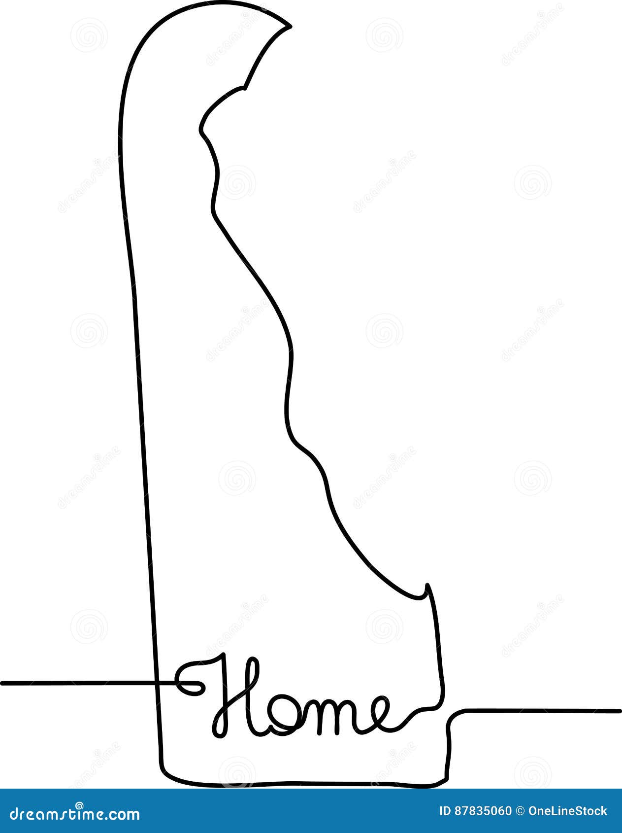 Continuous Line Drawing of Delaware Home Sign Stock Vector ...
