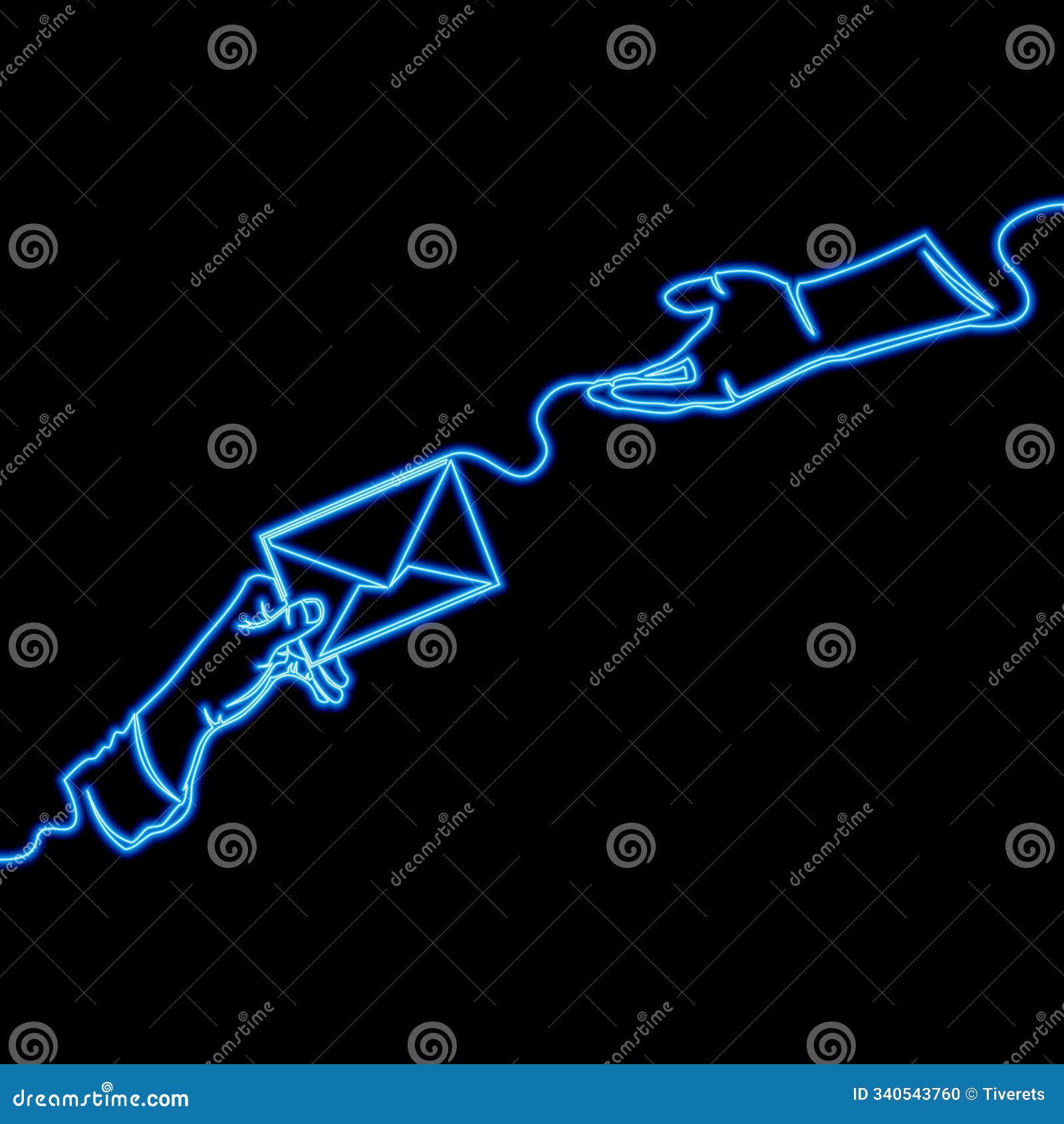 Continuous Line Drawing Delivery Letter Message Envelope Icon Neon Glow ...